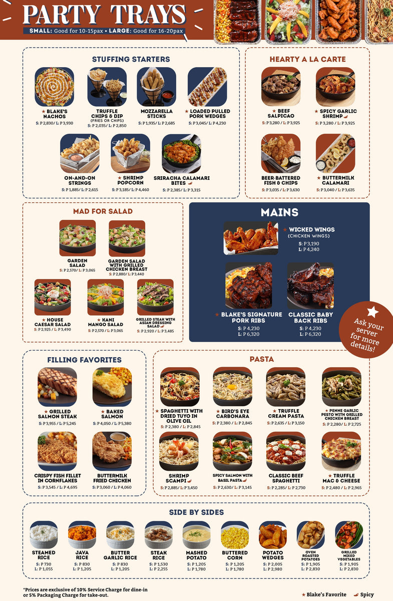 Blake's Party Trays – Blake's Wings and Steaks